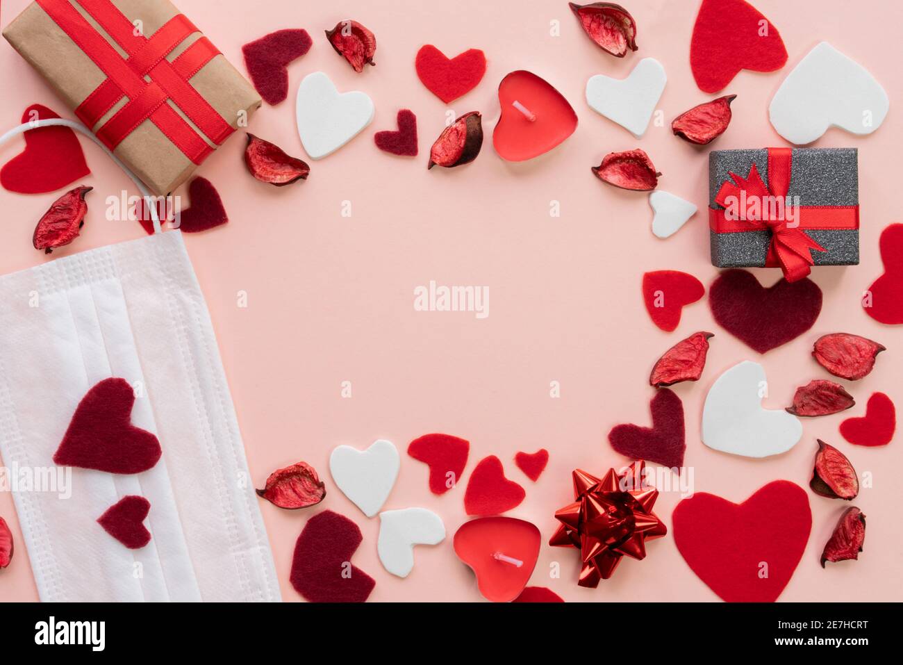 Composition for Valentine's Day February 14th Soft pink cute background ...