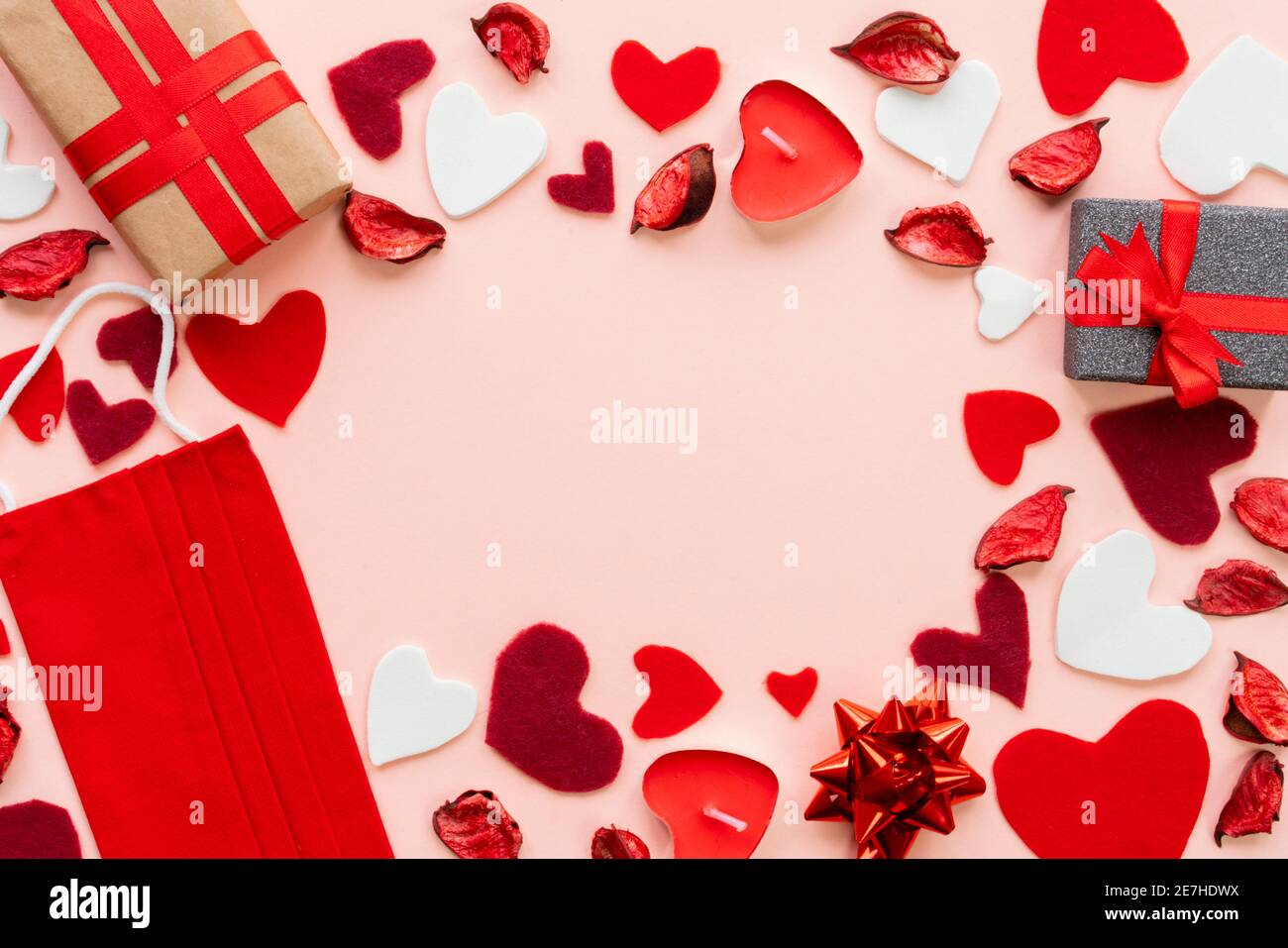 Composition for Valentine's Day February 14th Soft pink cute background ...