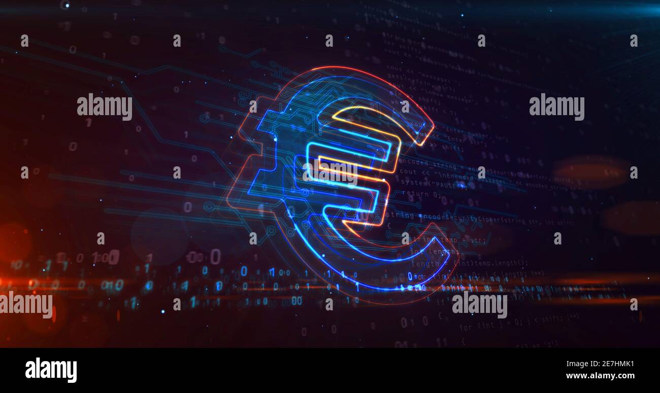 Euro symbol. Glowing eu currency sign. Concept of money, business ...