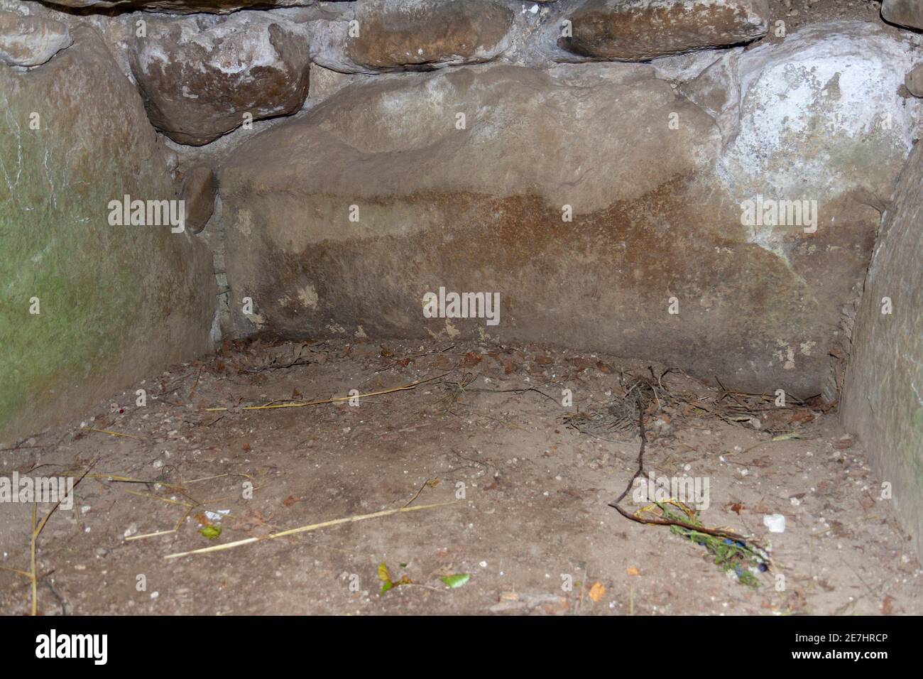 View inside part of the tomb/barrow of Wayland’s Smithy a Neolithic ...