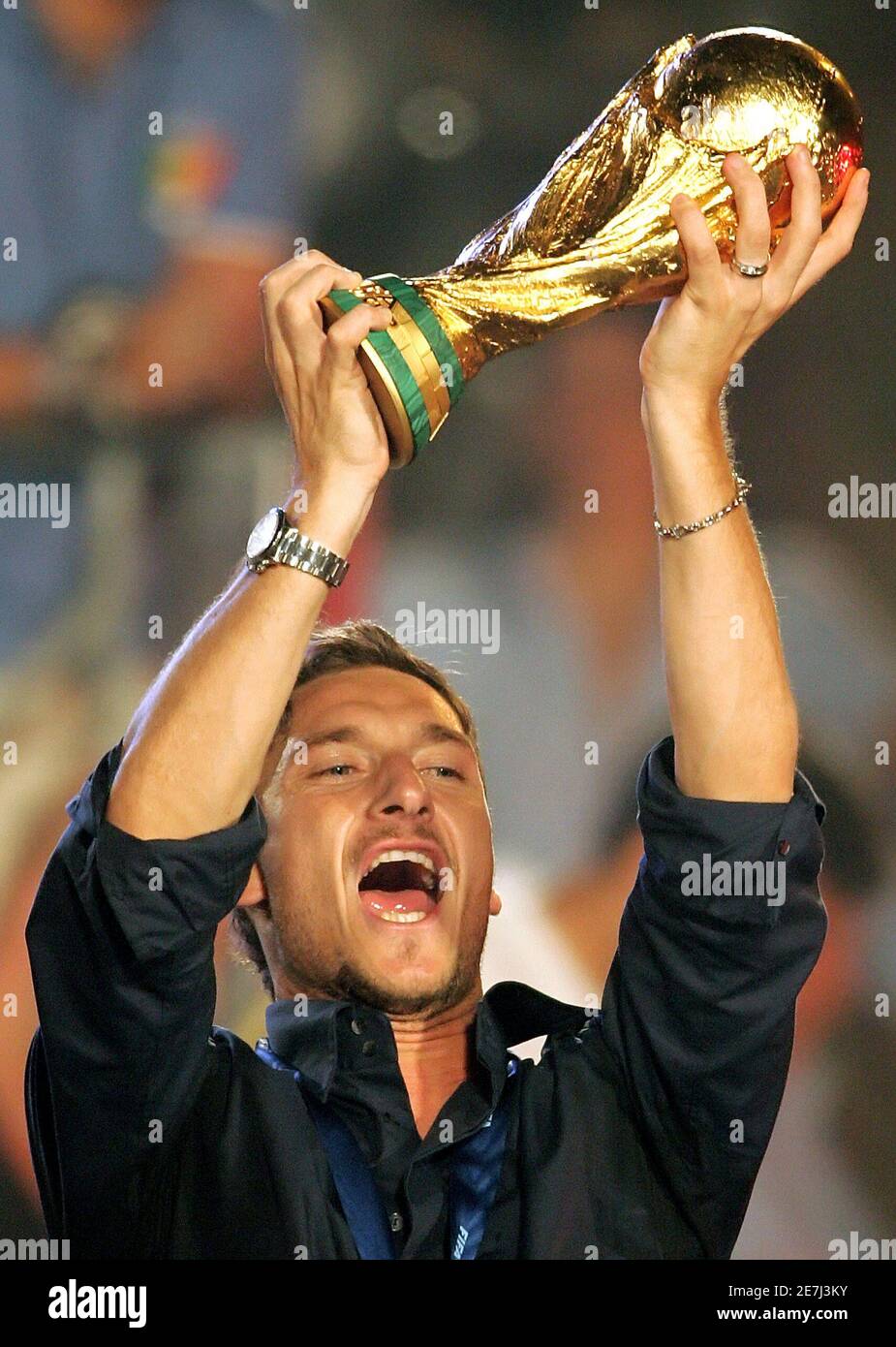 Italys francesco totti with the world cup trophy hi-res stock ...