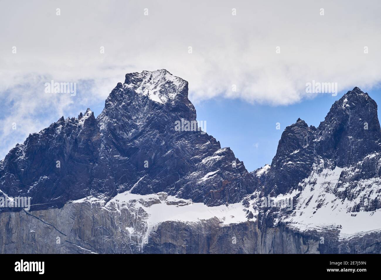 Cuernos, Horns of torres del paine covered with snow at torres del ...