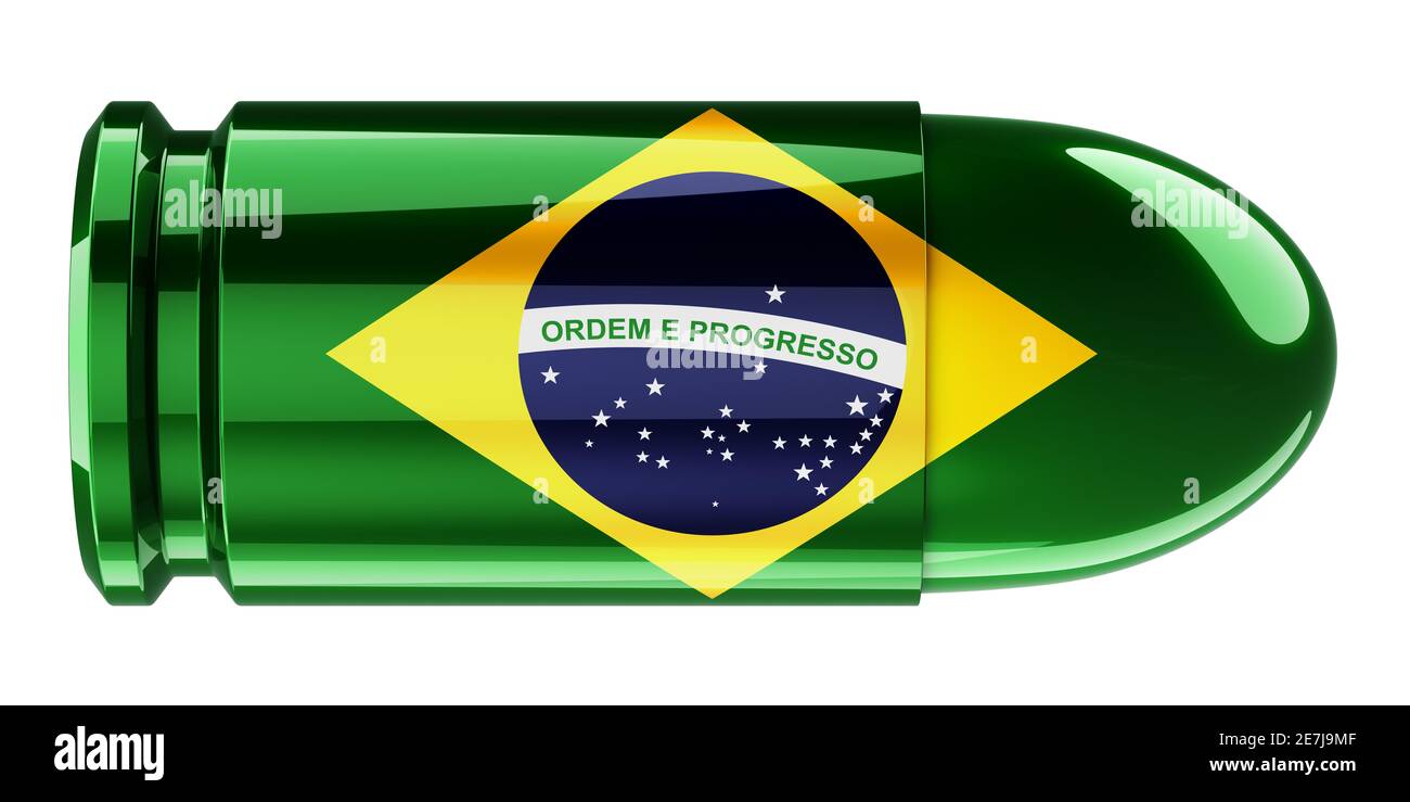 Bullet with Brazilian flag, 3D rendering isolated on white background ...