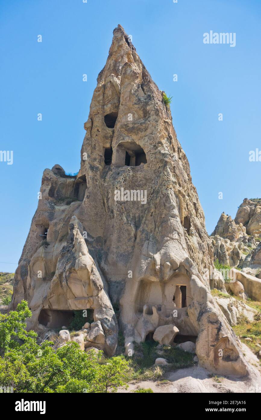 Detail of magnificent stone structures and caves near Goreme at ...