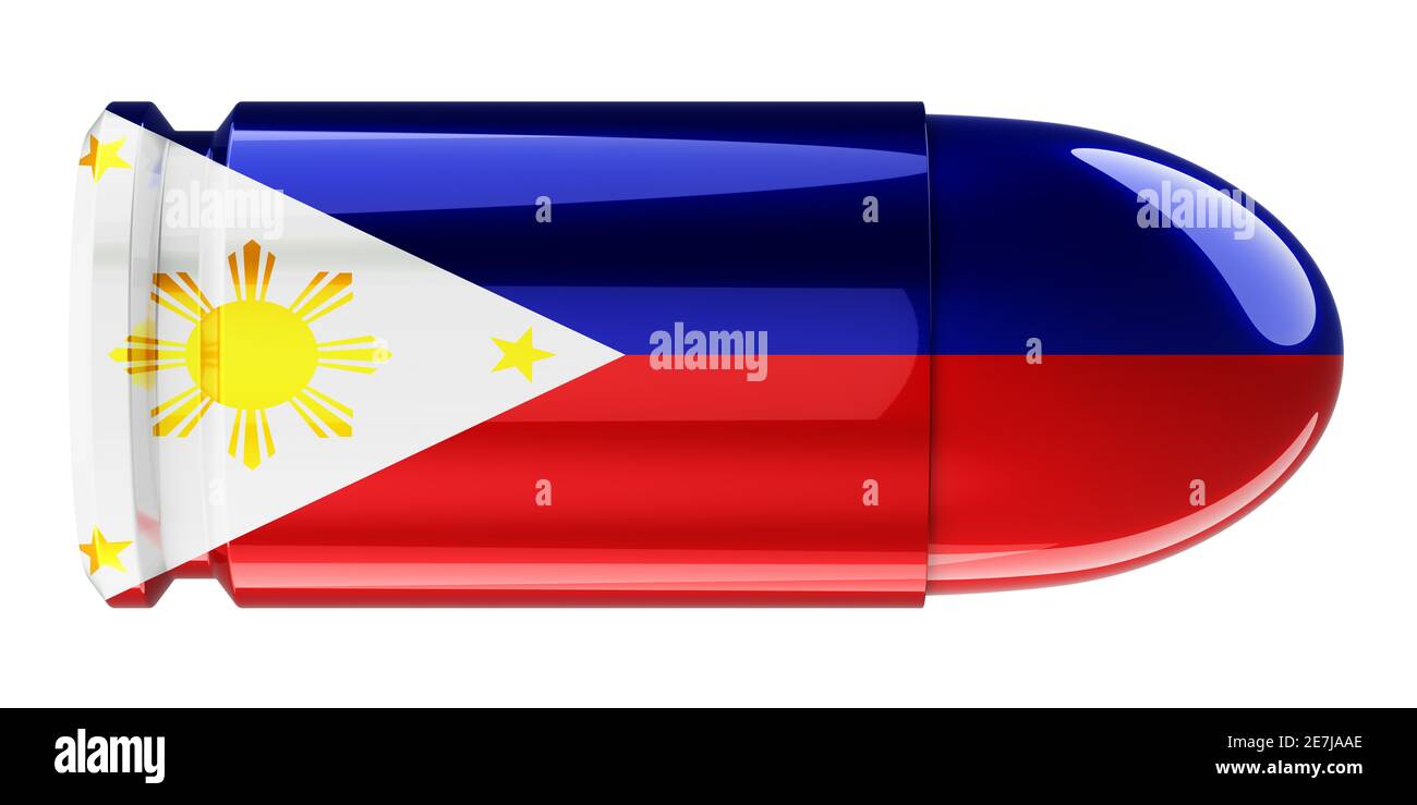 Bullet with Filipino flag, 3D rendering isolated on white background ...