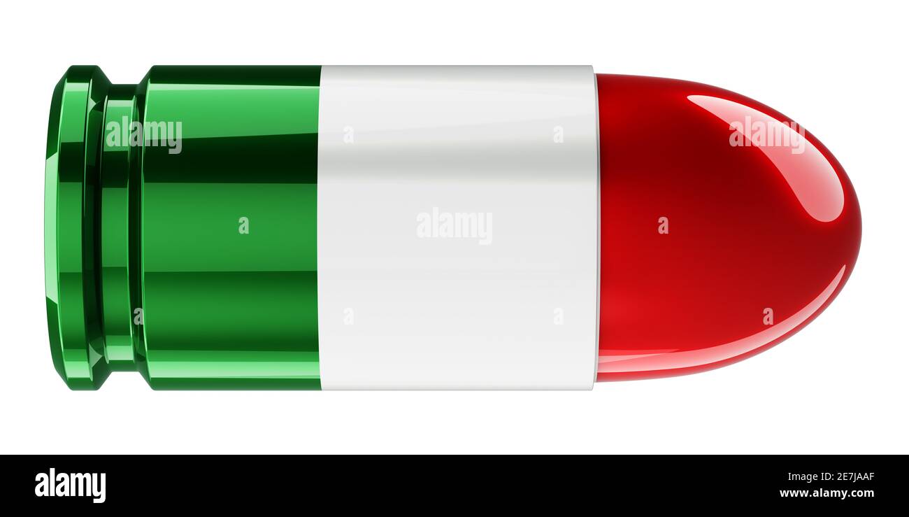 Bullet with Italian flag, 3D rendering isolated on white background ...