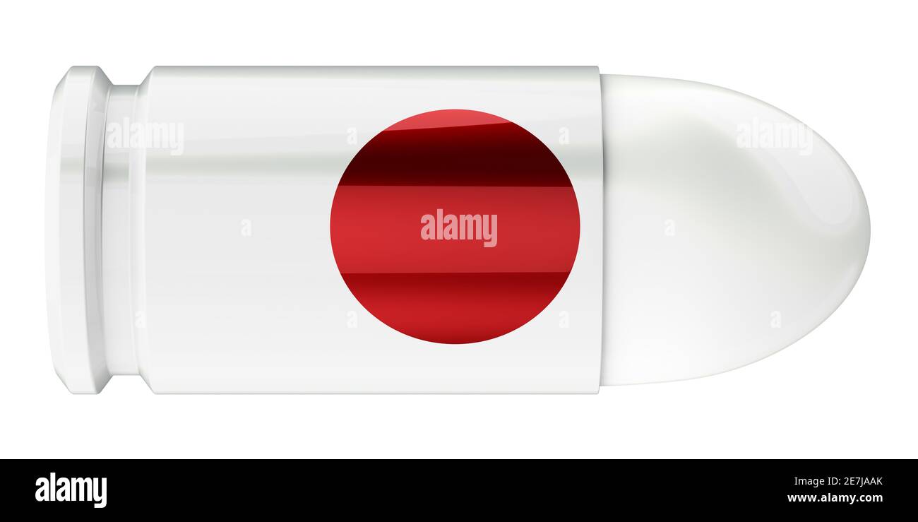 Bullet with Japanese flag, 3D rendering isolated on white background ...
