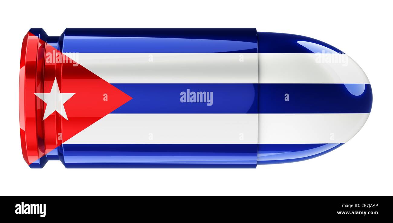 Bullet with Cuban flag, 3D rendering isolated on white background Stock ...