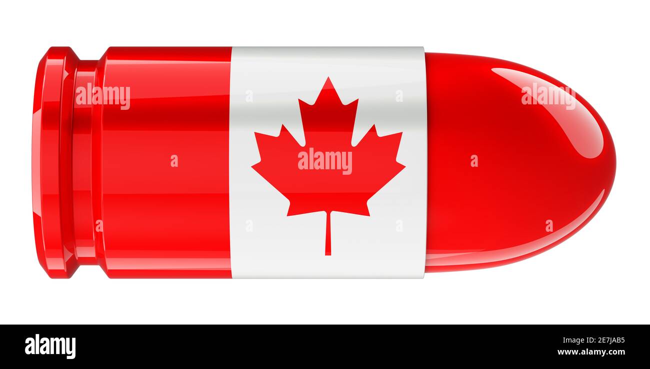 Bullet with Canadian flag, 3D rendering isolated on white background ...