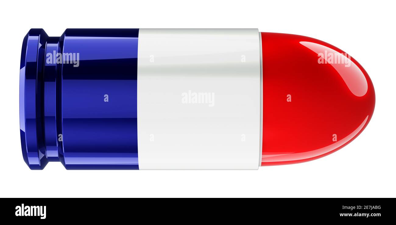 Bullet with French flag, 3D rendering isolated on white background ...