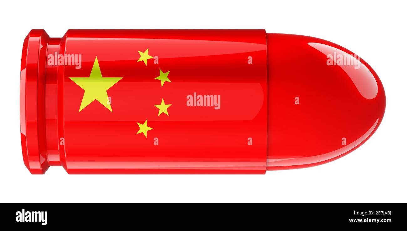 Bullet with Chinese flag, 3D rendering isolated on white background ...