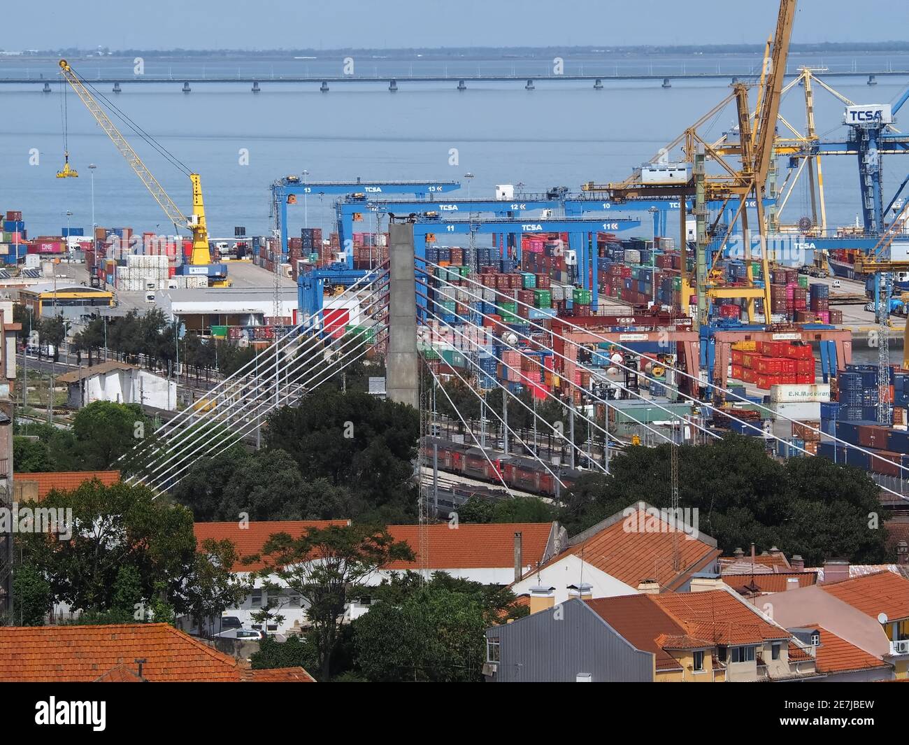 Port of Lisbon - Liscont terminal for container shipping Stock Photo ...
