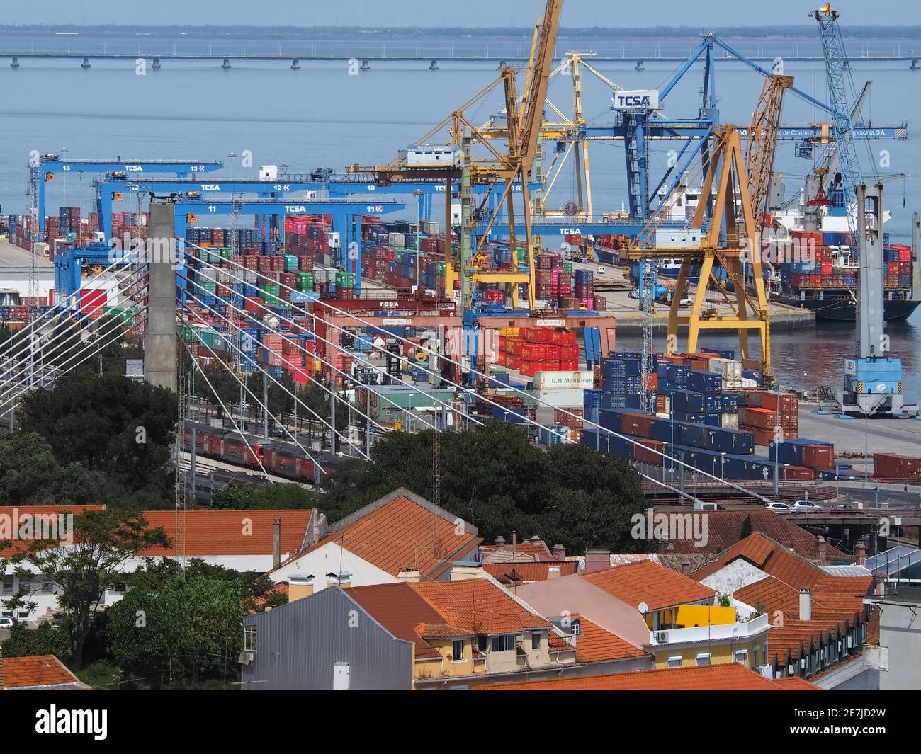 Port of Lisbon - Liscont terminal for container shipping Stock Photo ...
