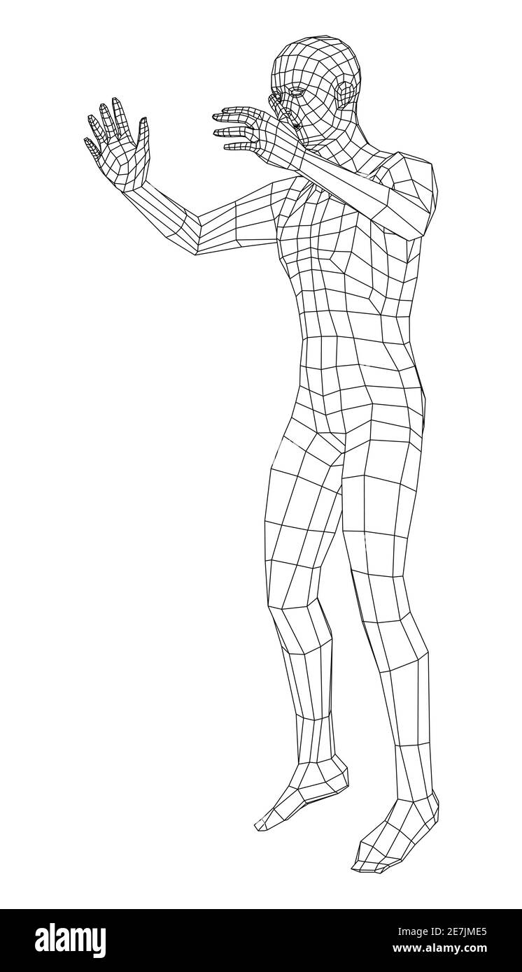 Wireframe jumping man. Vector Stock Vector Image & Art - Alamy