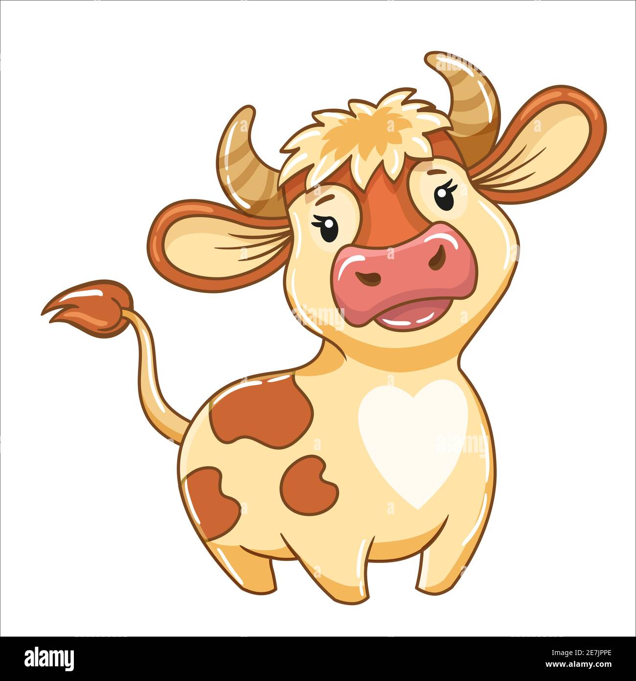 Vector cute bull in cartoon style, symbol of the year 2021, cow ...