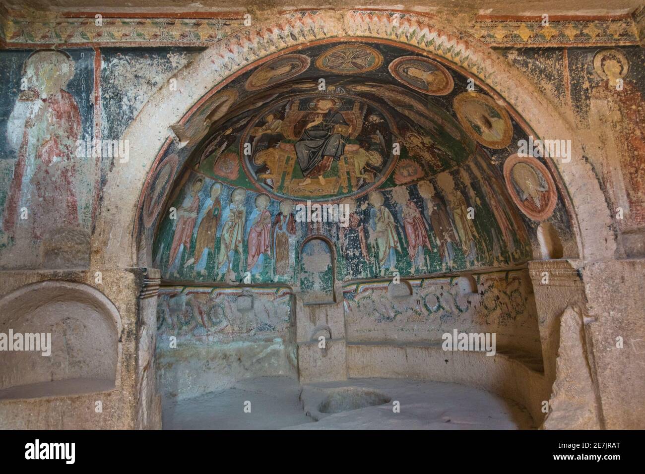 Fresco details from christian churches hidden and carved in caves near ...