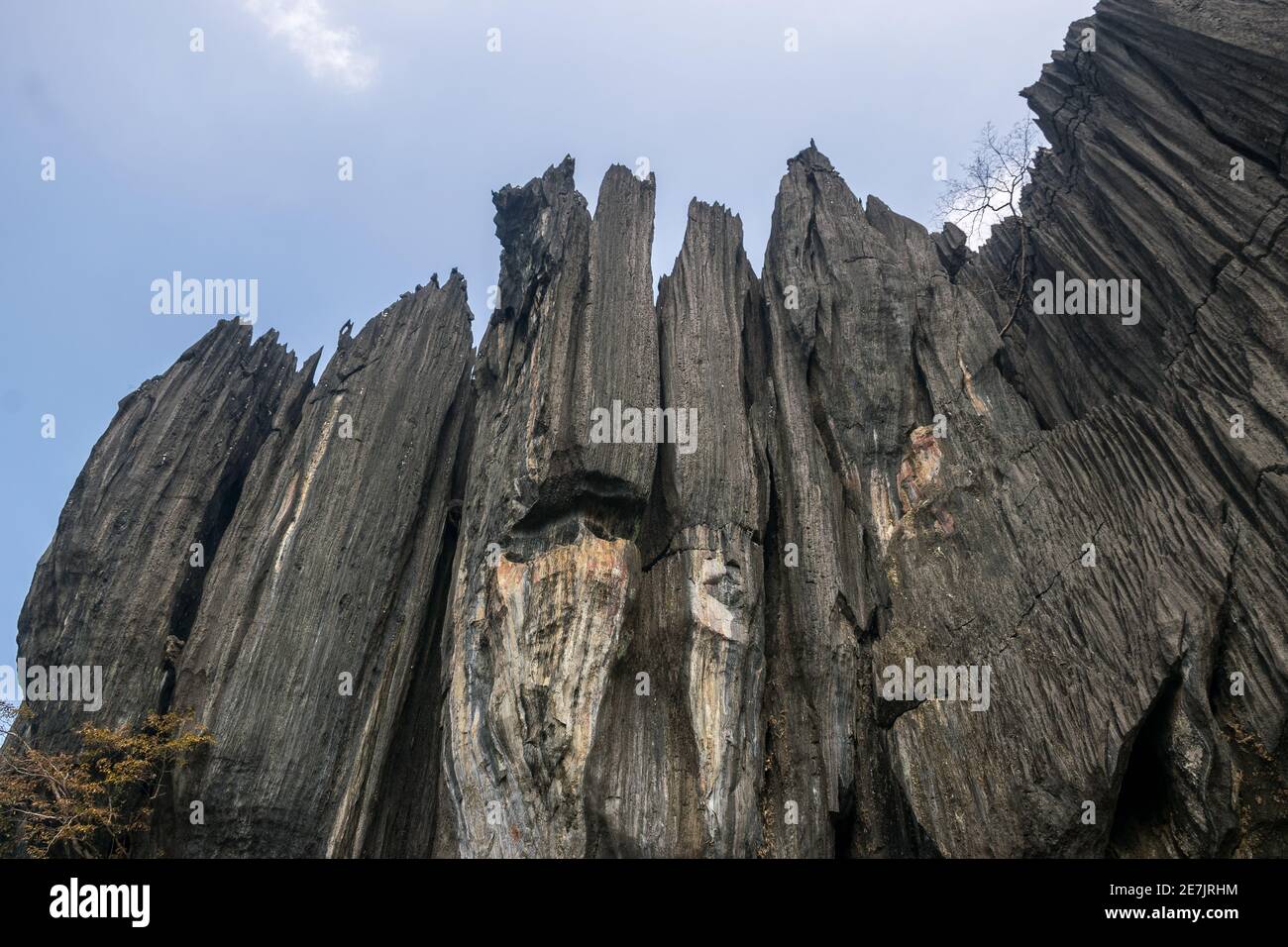 Panoramic view of massive and unusual karst rock formation or outcrop ...