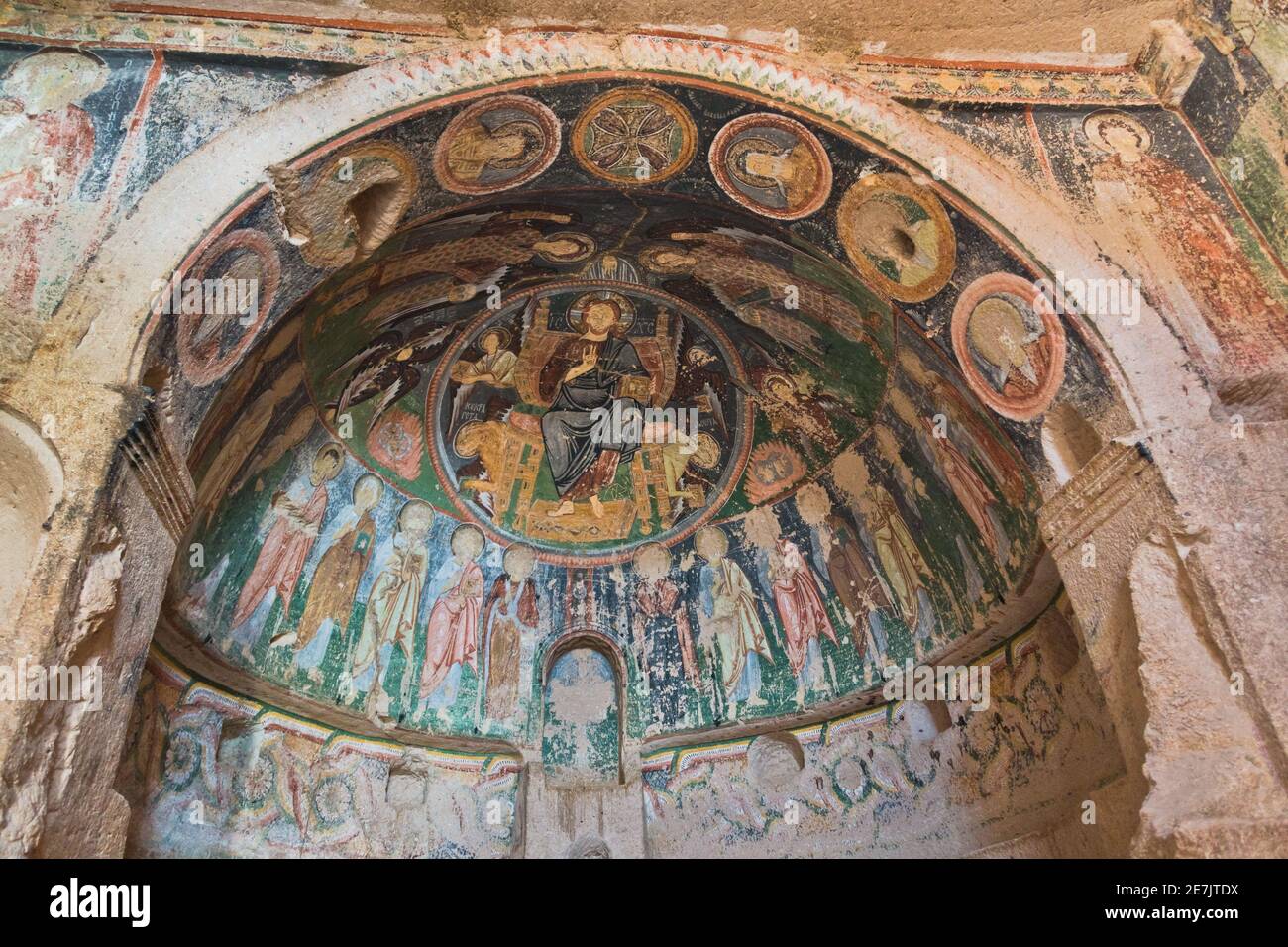 Fresco details from christian churches hidden and carved in caves near ...