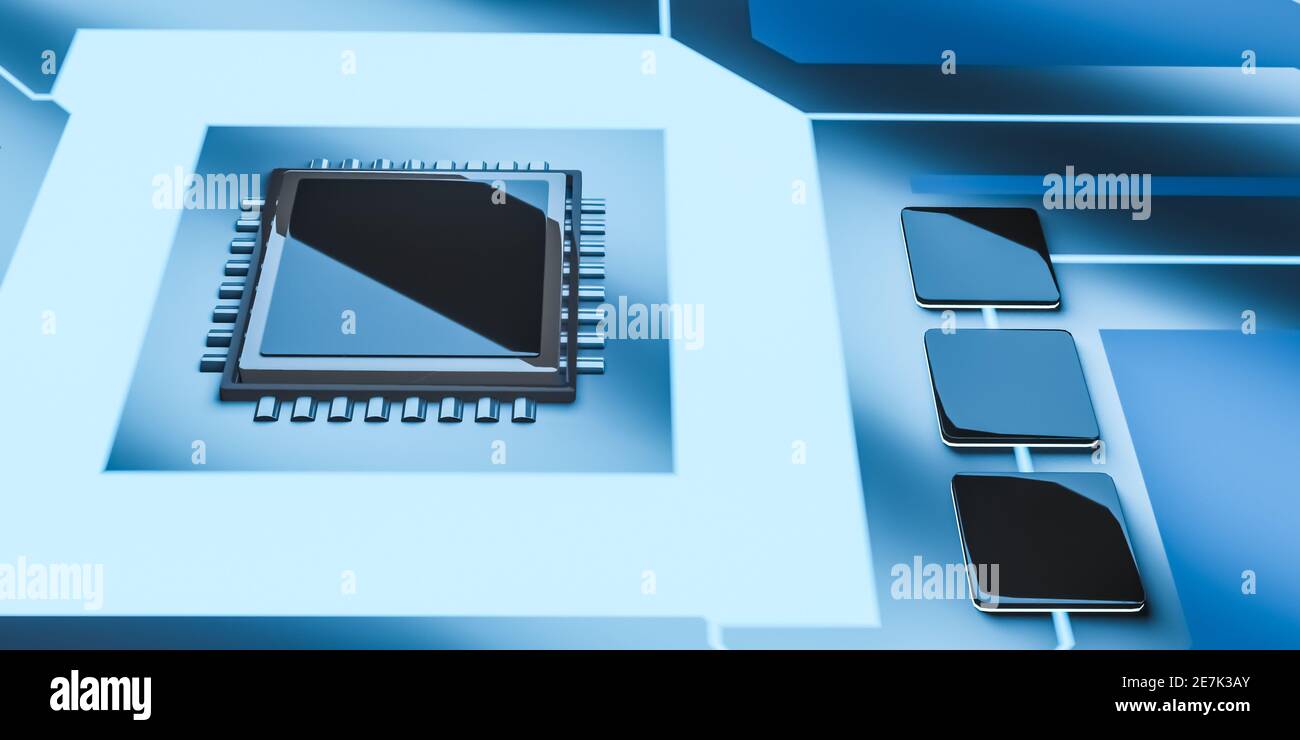 CPU central processing unit on circuit board with connections, ai ...