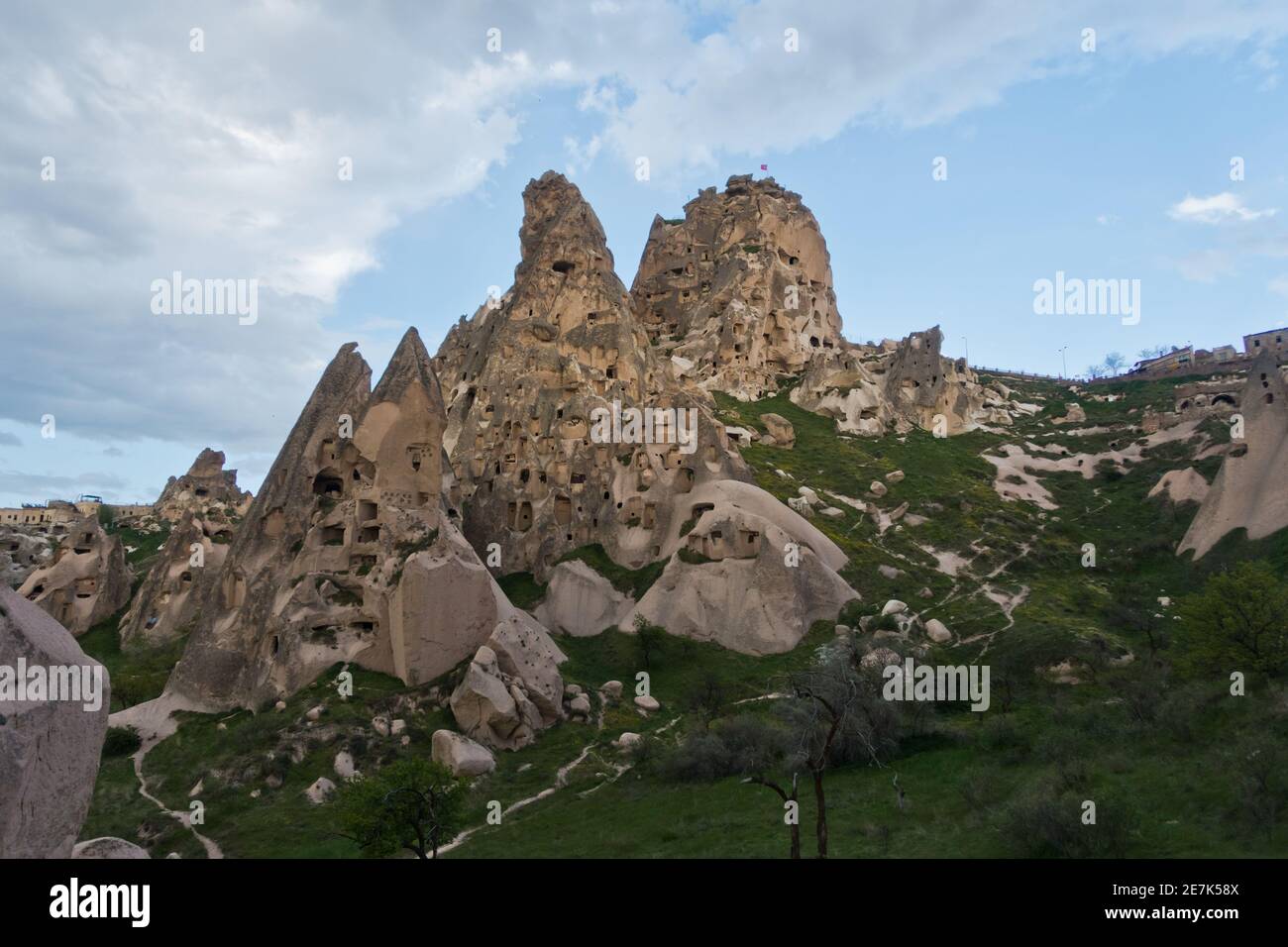 Uchisar castle mountain with surrounding landscape and magnificent ...