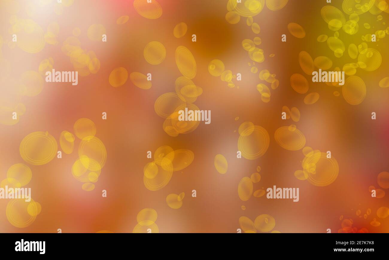 Abstract yellow red background with flying round objects Stock Photo ...