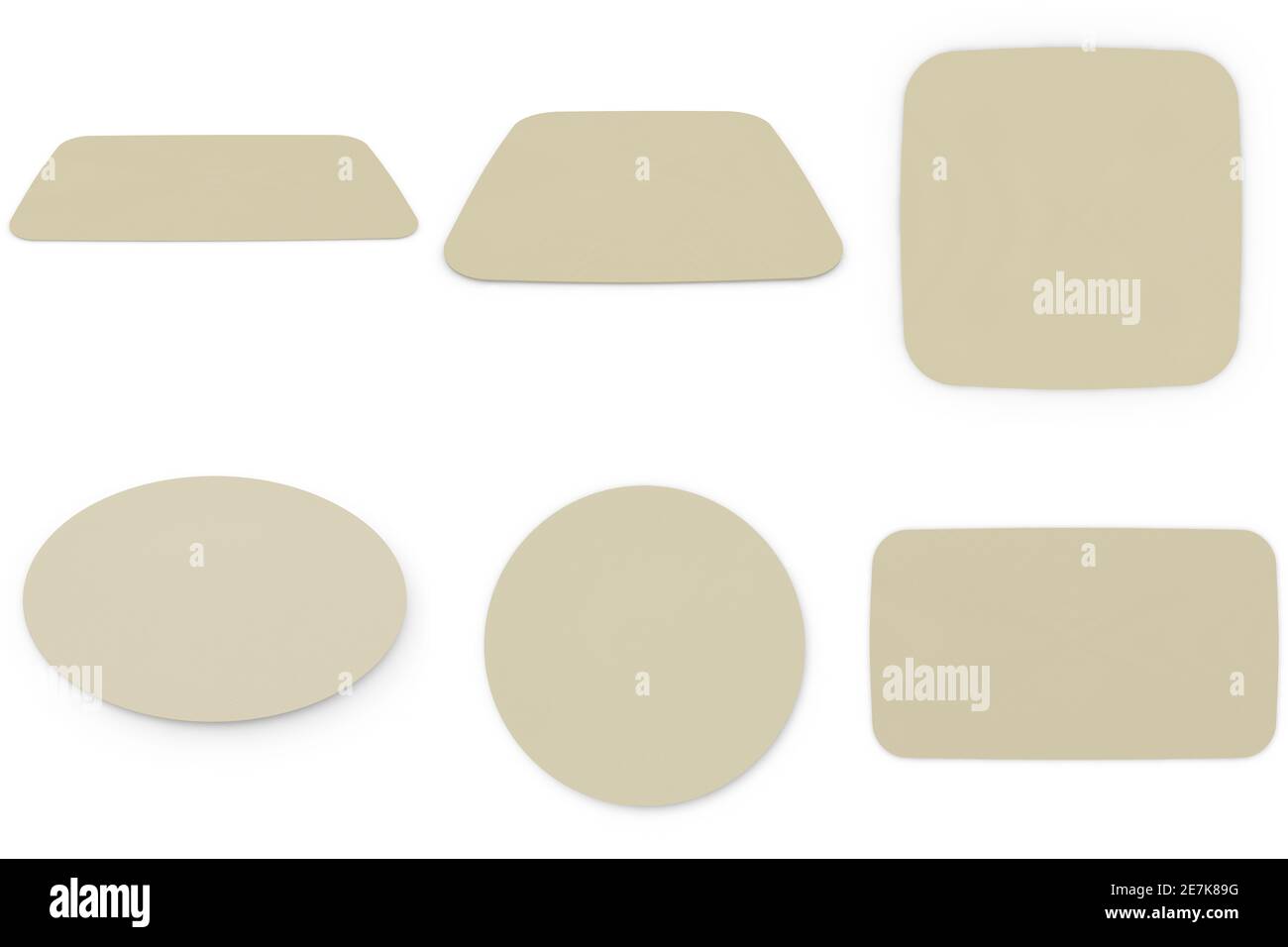 A set of disposable cardboard plates for your design. Round, square and ...