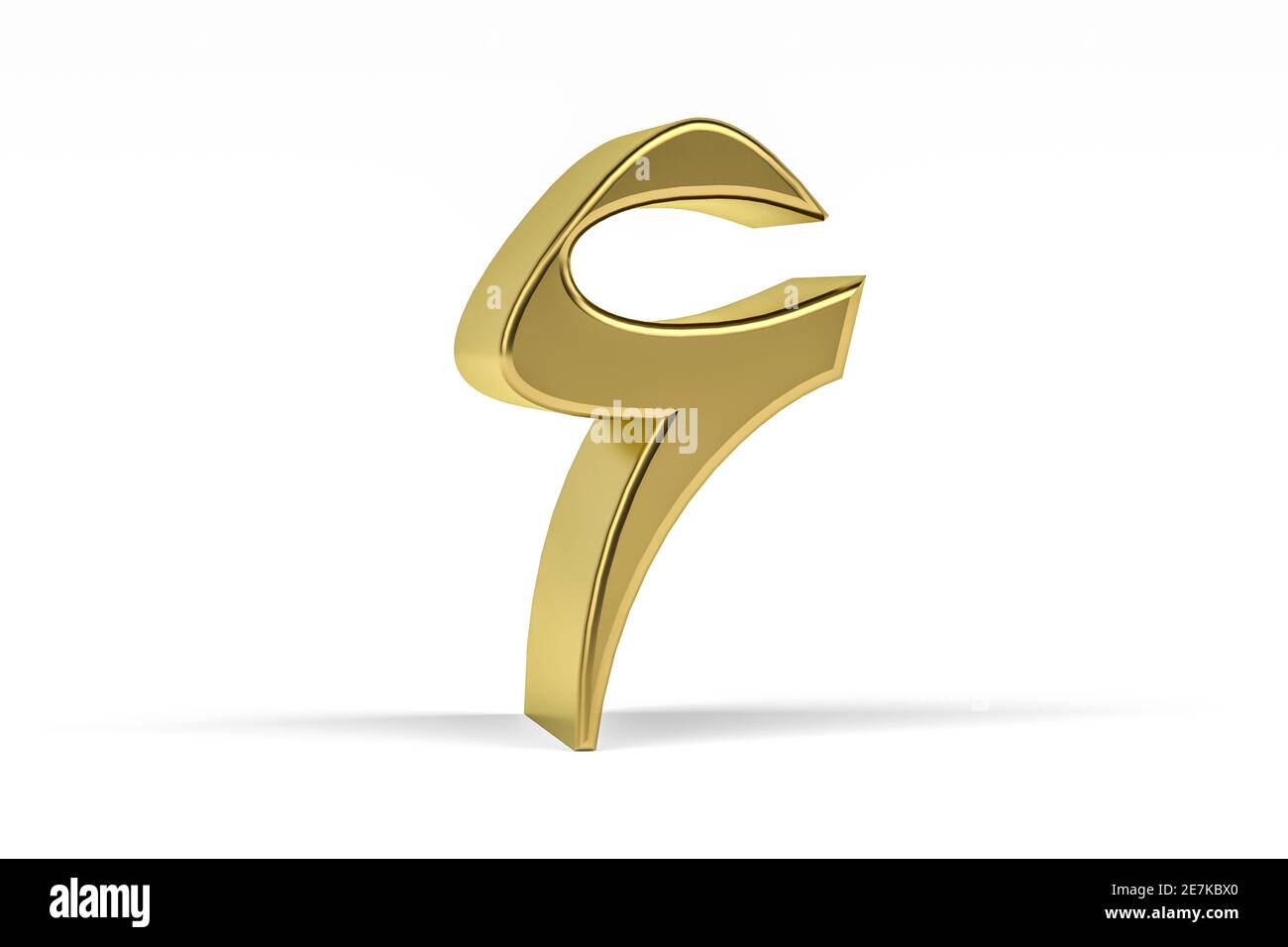 Golden Arabic numeral - three dimensional Arabic numeral on white ...