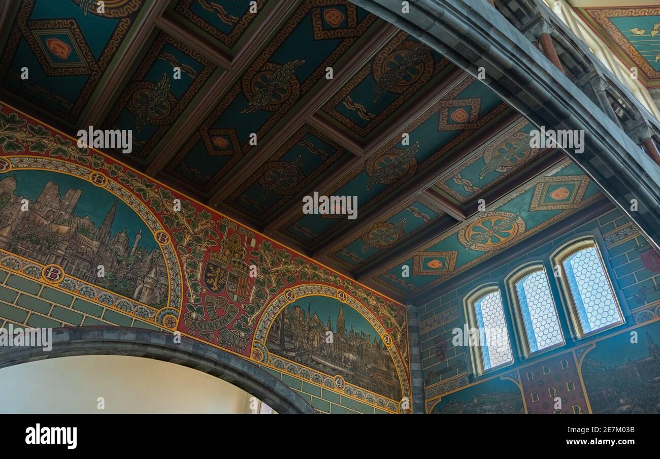 A picture of the colorful art inside the Gent-Sint-Pieters Railway ...