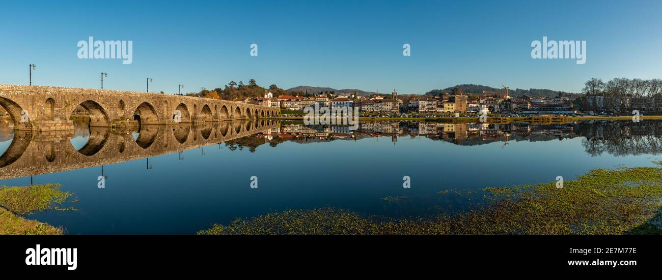 A panorama picture of the town of Ponte de Lima and the iconic Lima ...