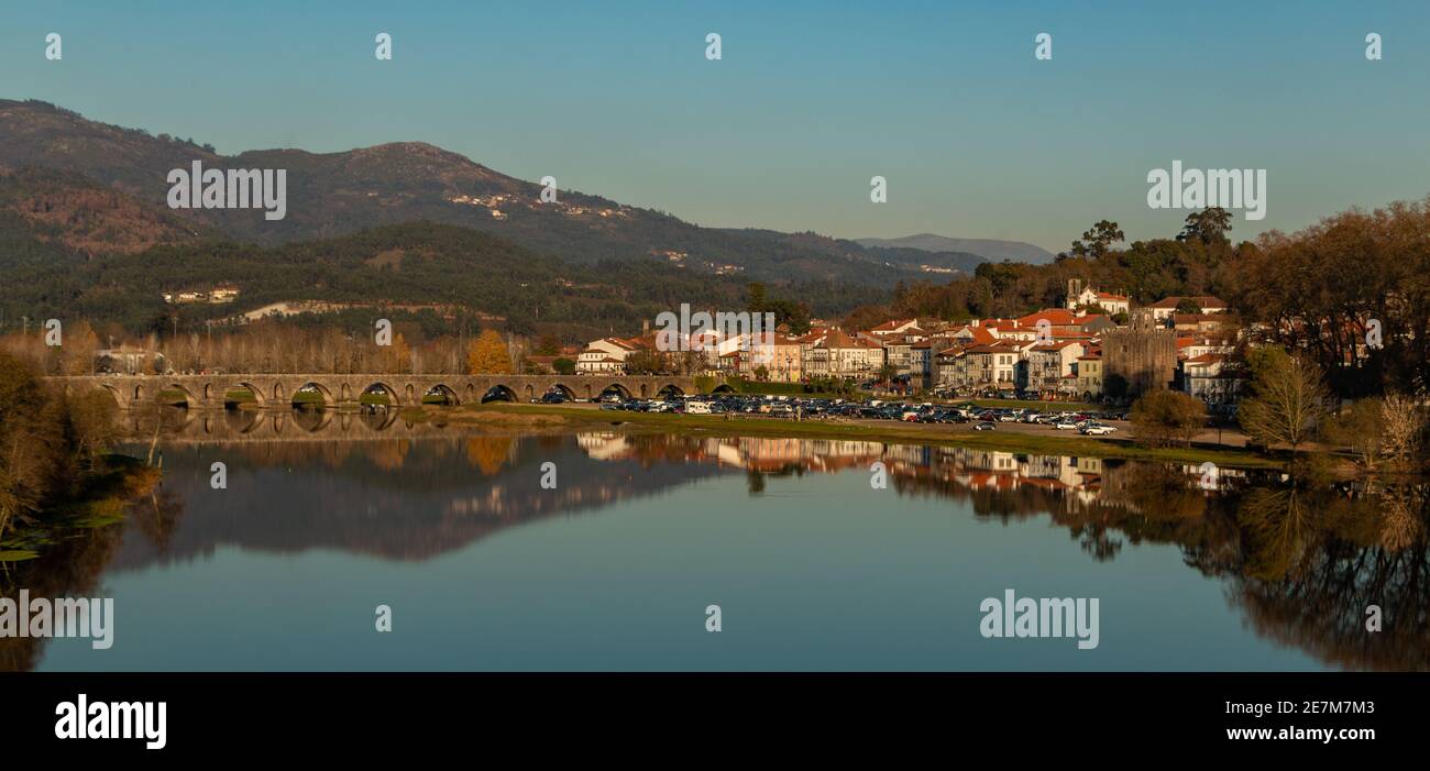 A picture of the town of Ponte de Lima and the iconic Lima Bridge (or ...