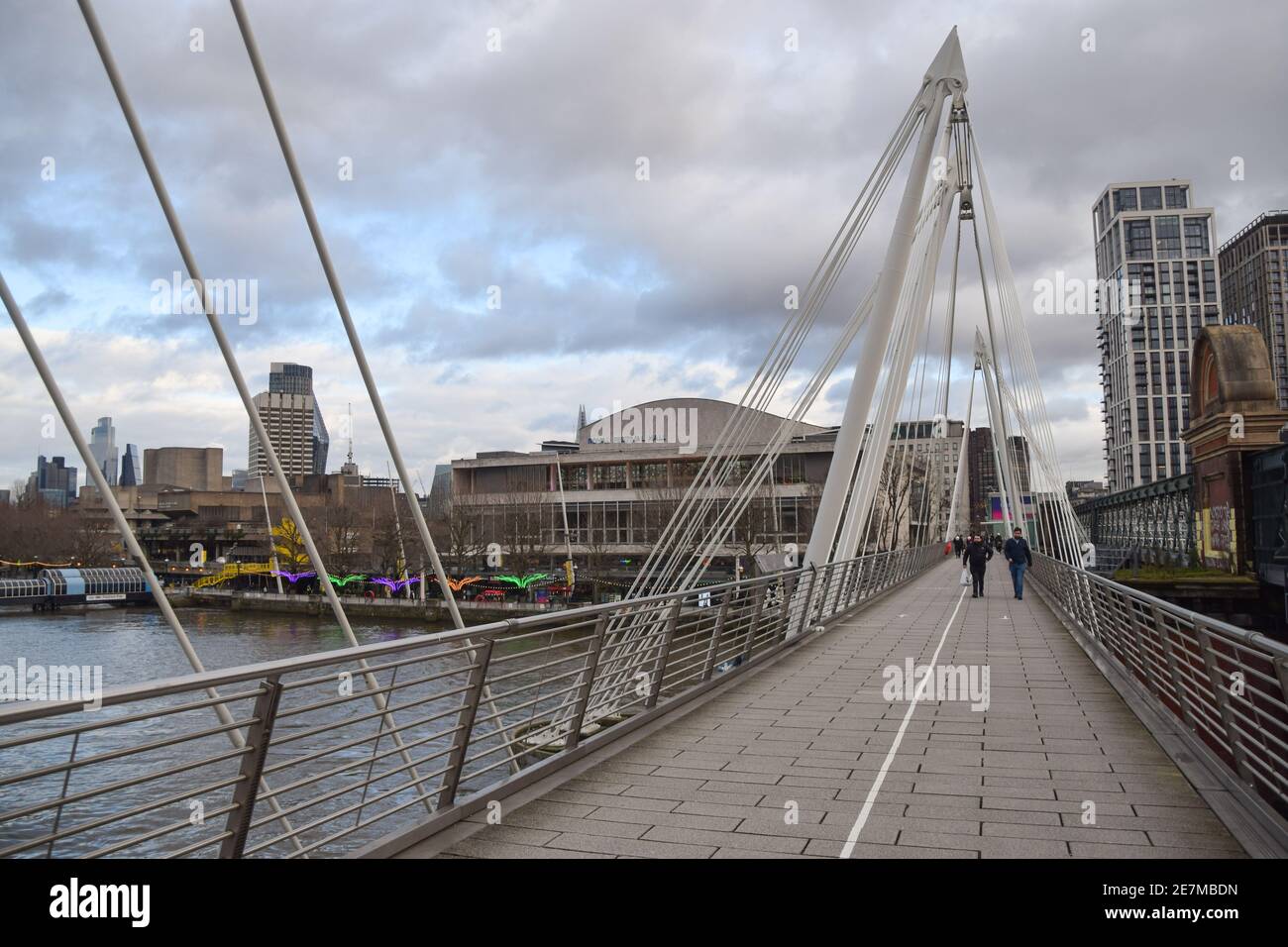 Golden Jubilee Bridges and Royal Festival Hall, London, UK Stock Photo ...
