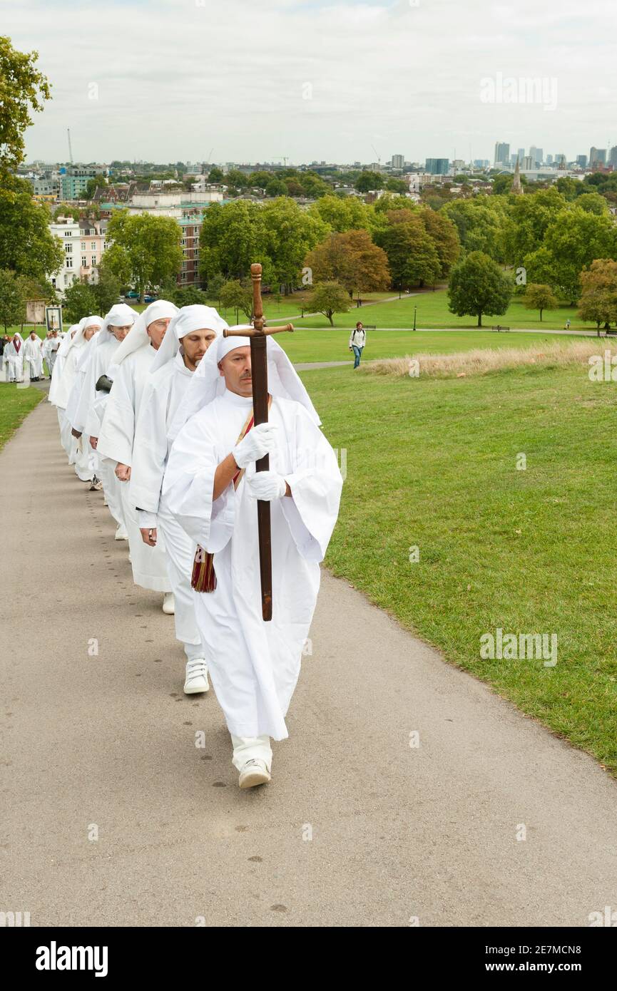 A procession of members of The Druid Order, before ceremony marking the ...