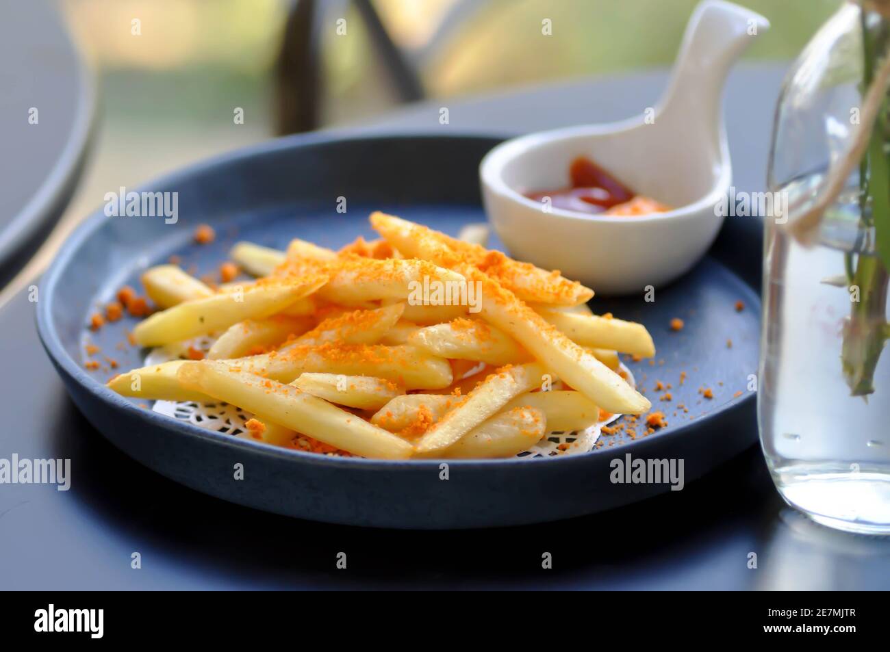 French fries or fried potato ,cheese fries and dip Stock Photo - Alamy