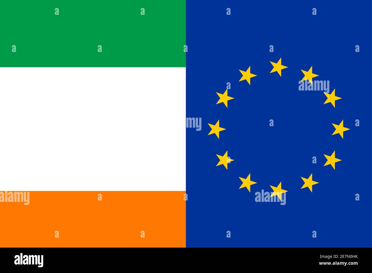 Illustration of the Flag of Ireland and the EU next to each other Stock ...