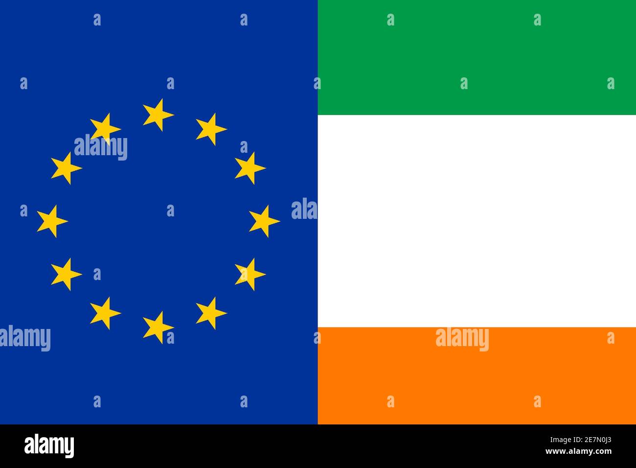 Illustration of the Flag of Ireland and the EU next to each other Stock ...
