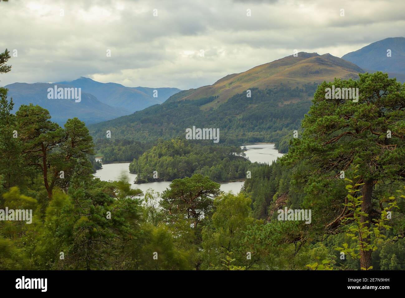 A view down from the hills of Scotland to the glens, rivers and lochs ...