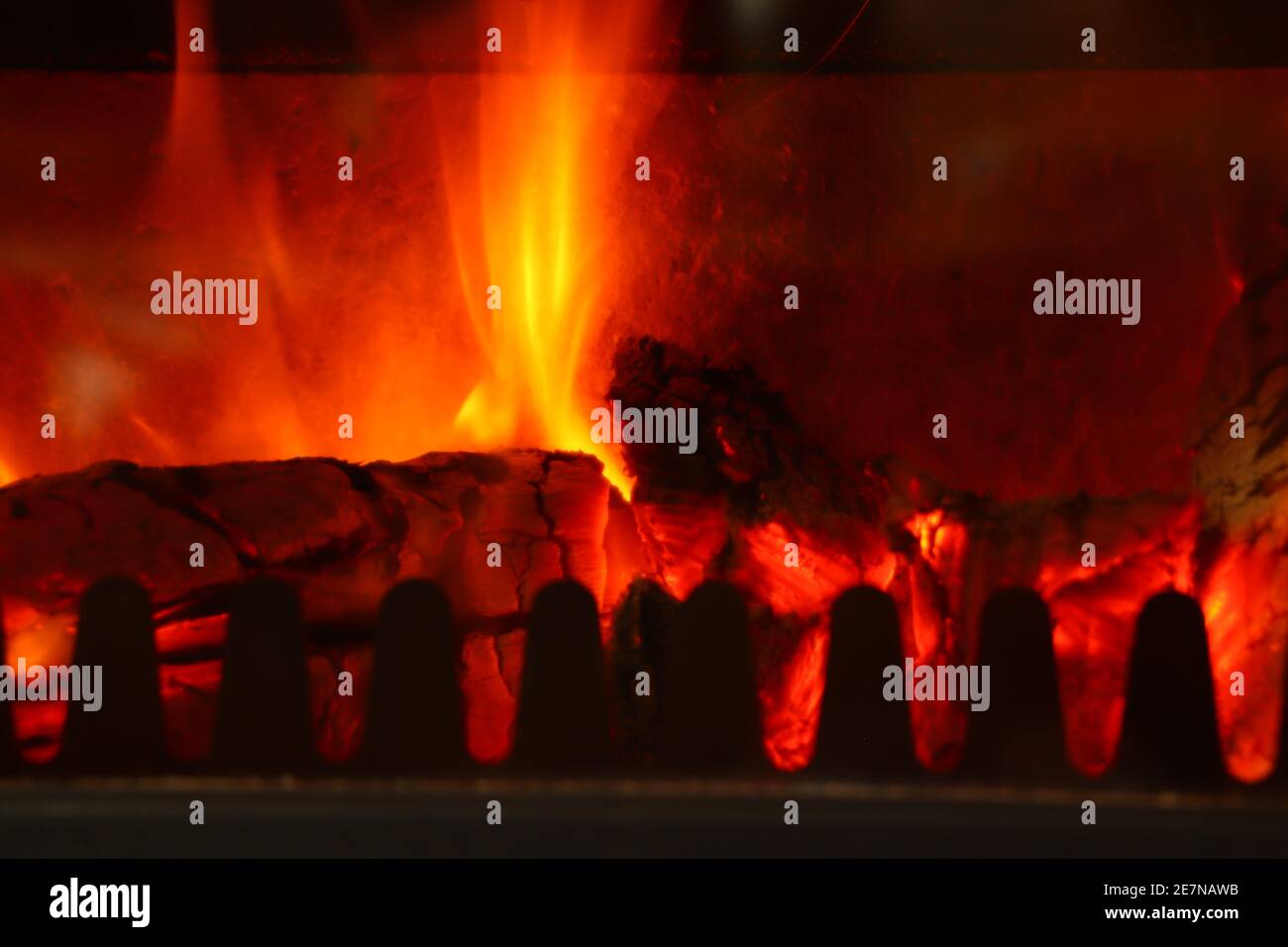 Blazing fire place on a cold evening Stock Photo - Alamy