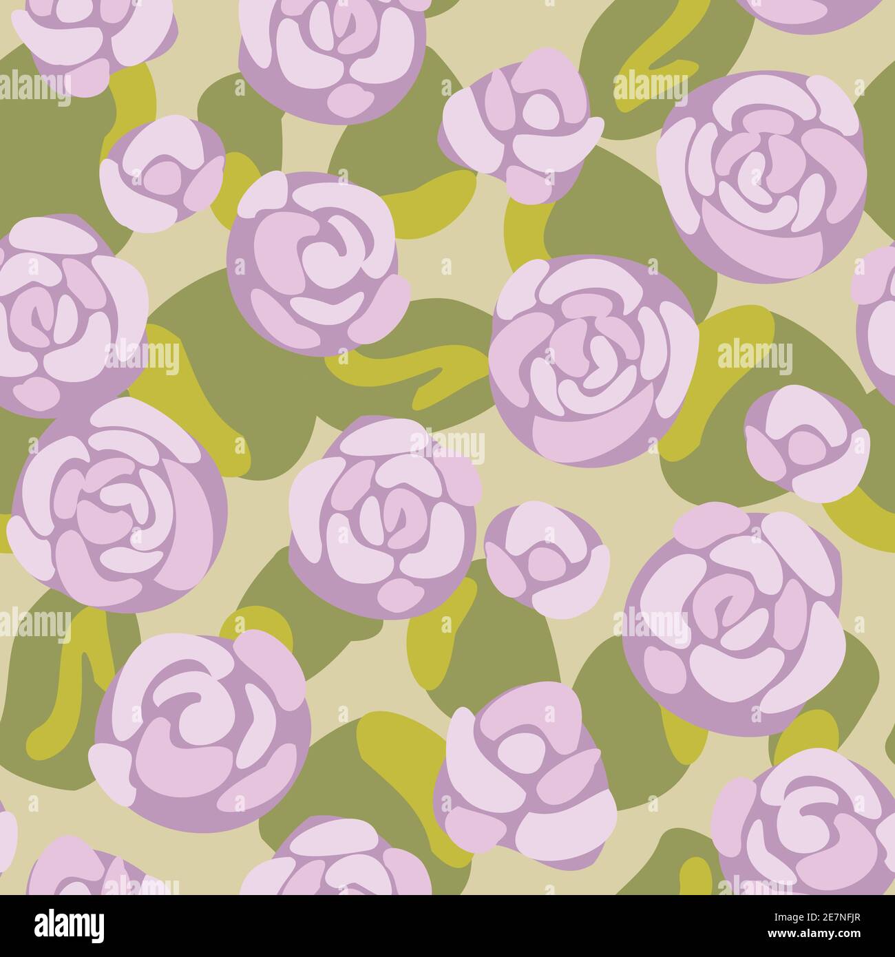 Vector seamless pattern with blooming pink rose flowers and leaves ...