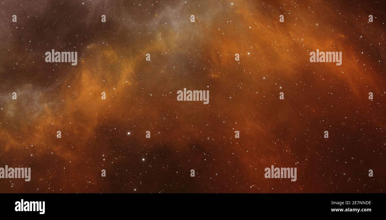 Space background with extrasolar nebula and stars, 3D illustration ...