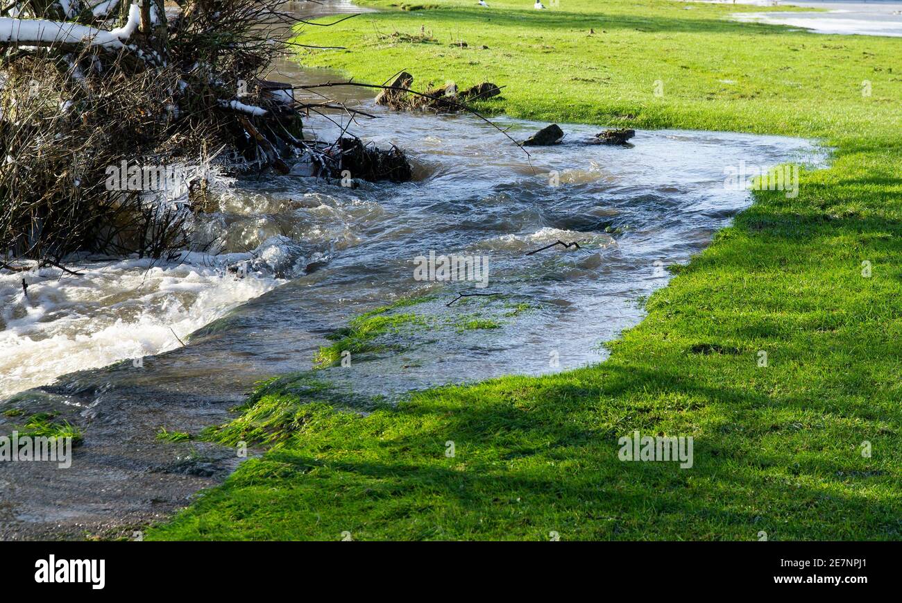 River bank flooding over Stock Photo - Alamy