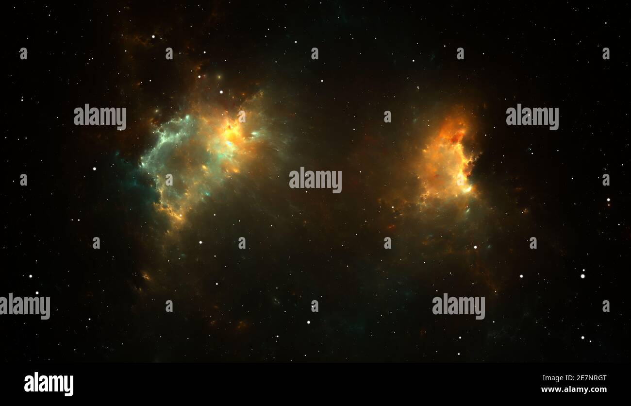 Space background with extrasolar nebula and stars, 3D illustration ...