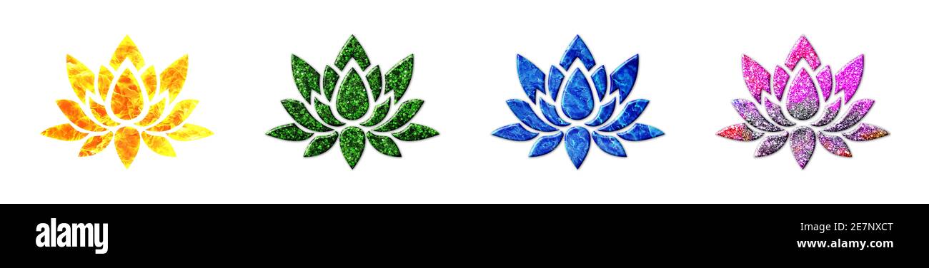 Illustration of four lotus symbols composed of colorful vibrant ...