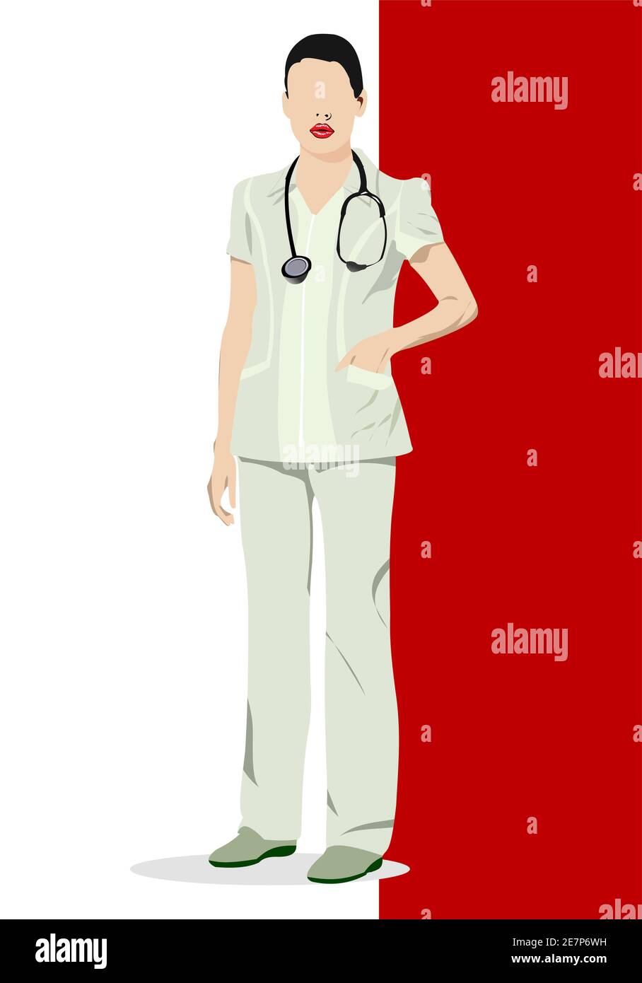 Medical doctor with doctor`s smock. Vector illustration Stock Vector ...