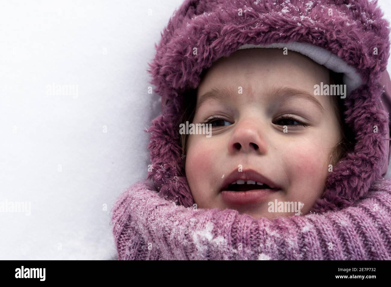 Winter, family, childhood concepts - close-up portrait authentic little ...