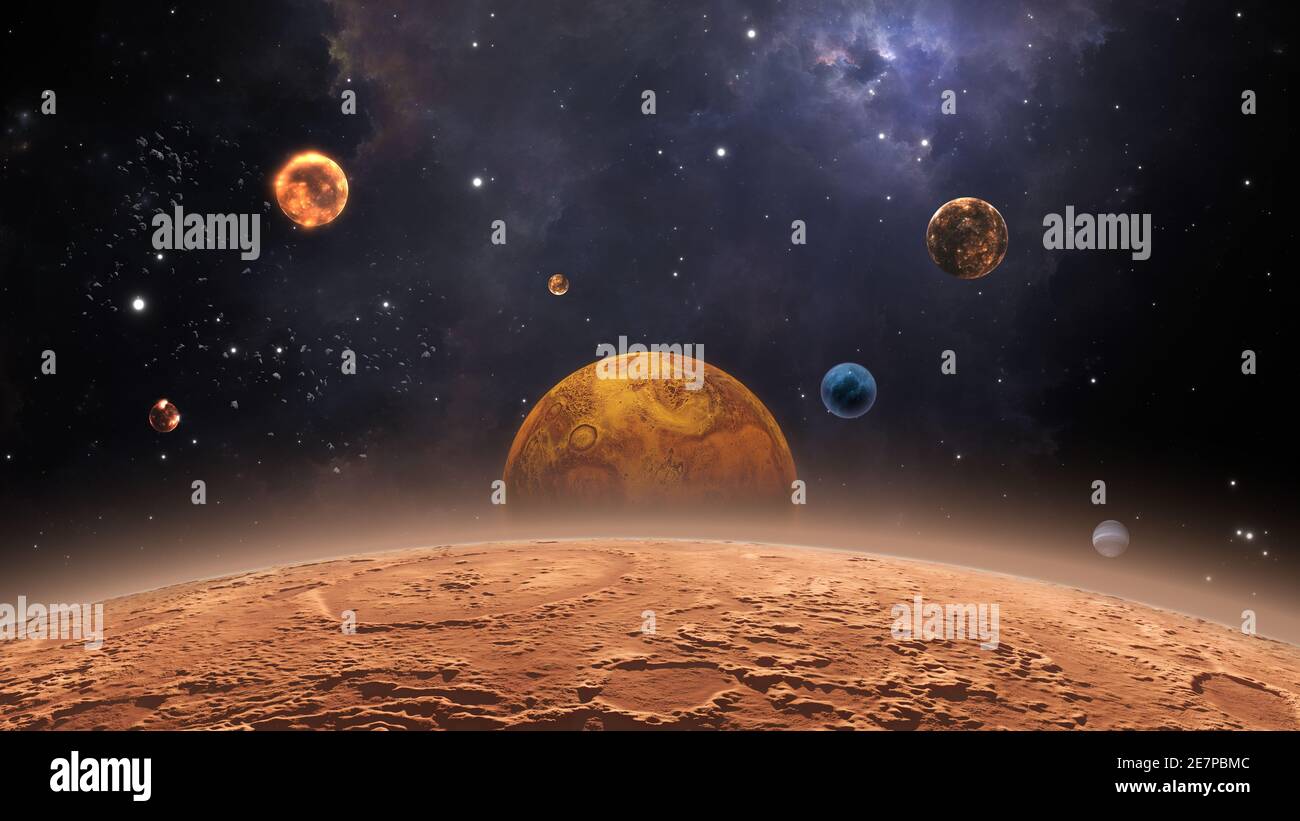 Planets in different stages of development, 3d illustration Stock Photo ...