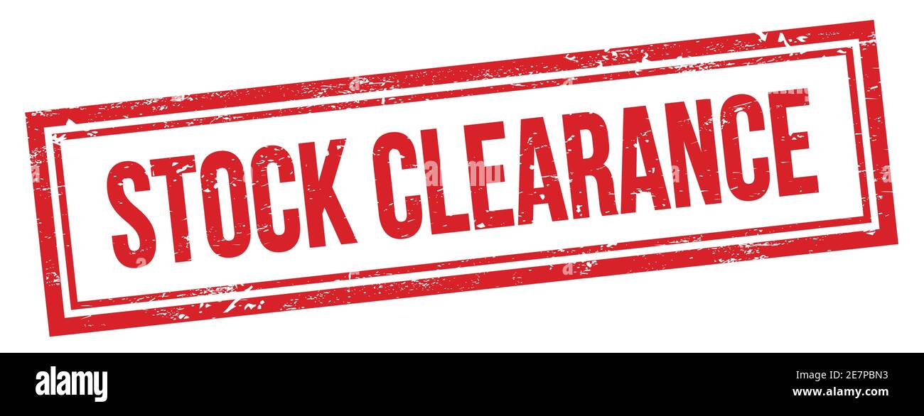 STOCK CLEARANCE text on red grungy vintage rectangle stamp Stock Photo ...