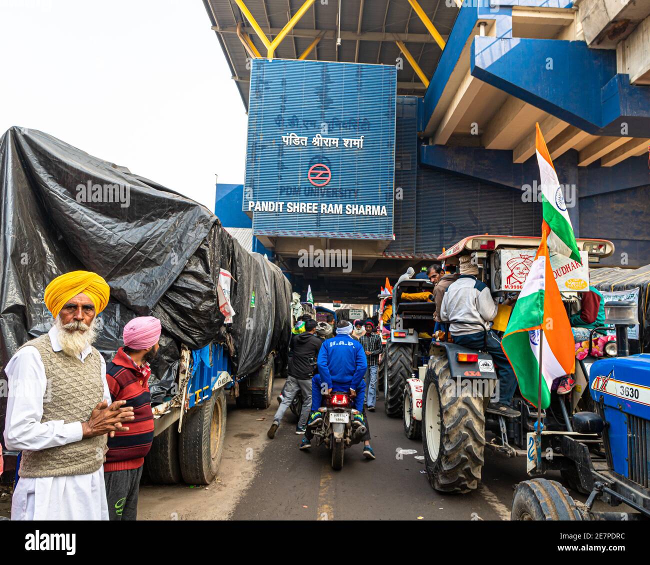 huge number of tractor with indian flag going for tractor rally during ...
