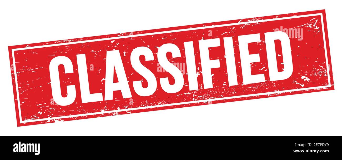 CLASSIFIED text on red grungy rectangle stamp sign Stock Photo - Alamy