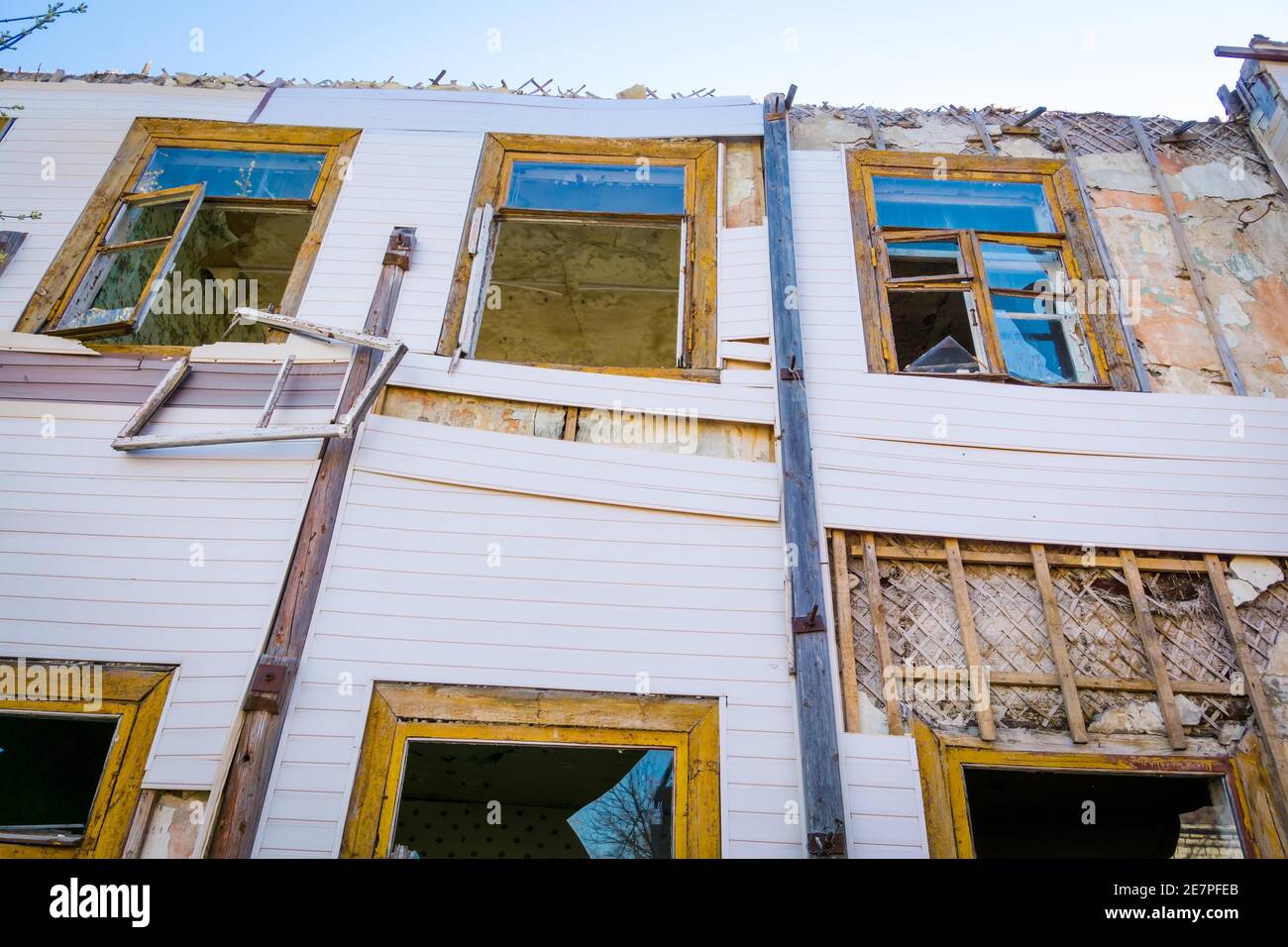 Abandoned old ruined building in the countryside, grunge background ...