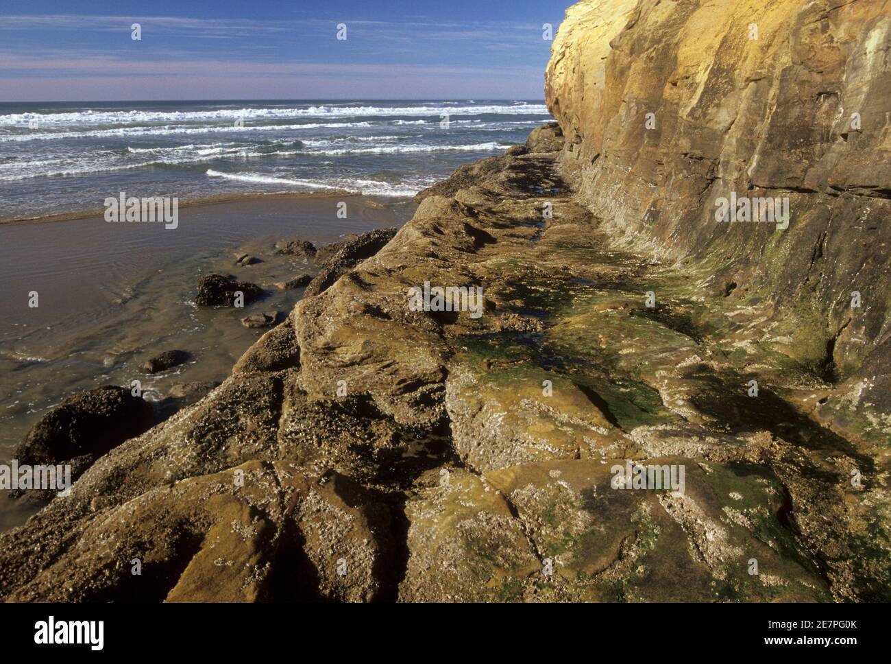 Old coast road (cut into coastal cliff), Hug Point State Park, Oregon ...